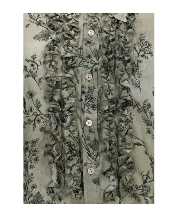 R13 Long-sleeved Shirt With Ruffle Detail - Gray