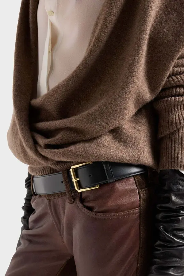 7 For All Mankind Wool V-neck Wrap Sweater - Light Brown