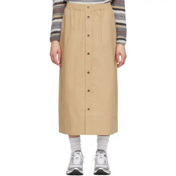 A.p.c. Elastic Waistband Midi Skirt - Light Brown