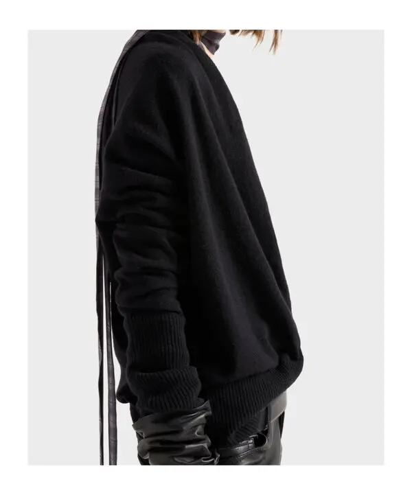 7 For All Mankind Wool V-neck Wrap Sweater - Black