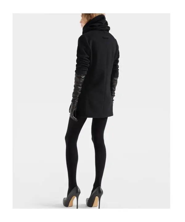 7 For All Mankind Pleated High-neck Mini Dress