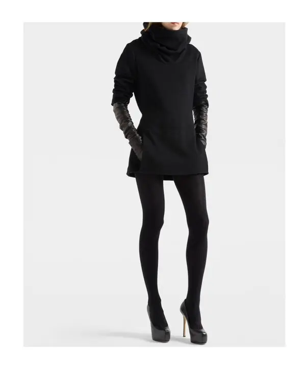 7 For All Mankind Pleated High-neck Mini Dress
