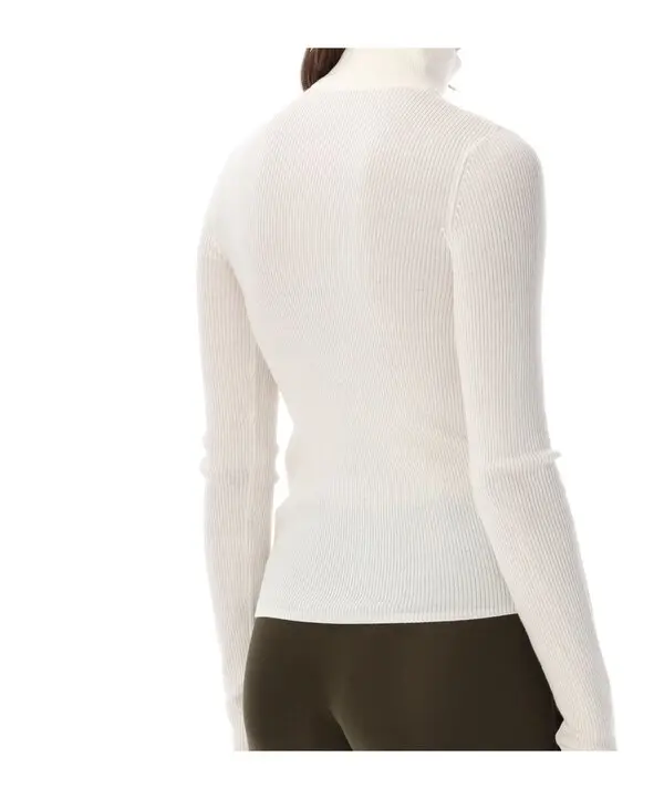 THE FRANKIE SHOP Ribbed High Neck Zip-up Sweater