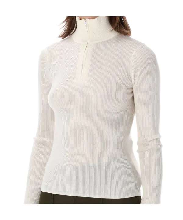 THE FRANKIE SHOP Ribbed High Neck Zip-up Sweater