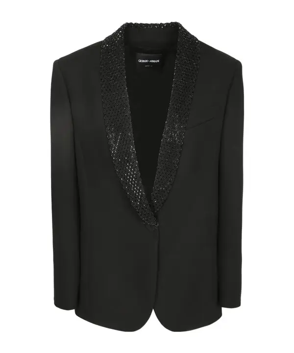 Giorgio Armani Embellished Shawl Collar Blazer - Black
