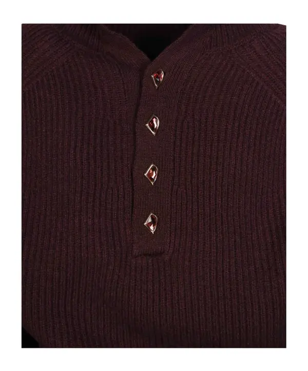 DONDUP Embellished-button Ribbed-knit Sweater