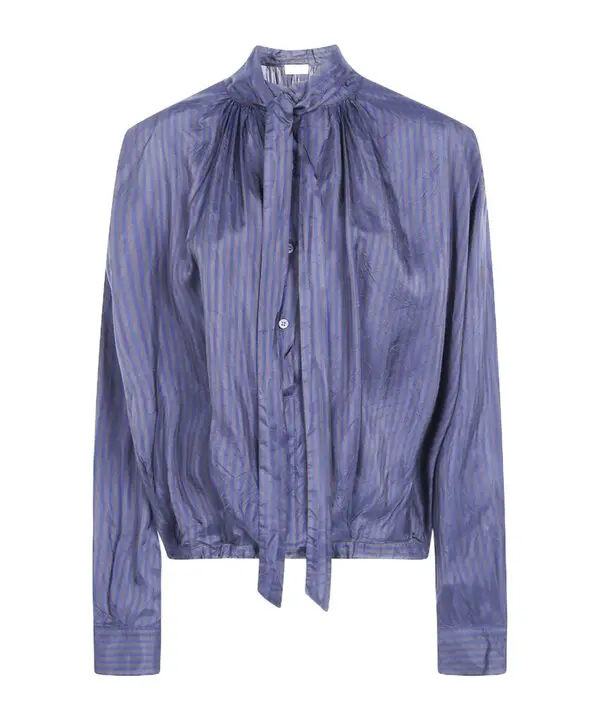 Dries Van Noten Striped Long Sleeve Shirt With Neck Tie