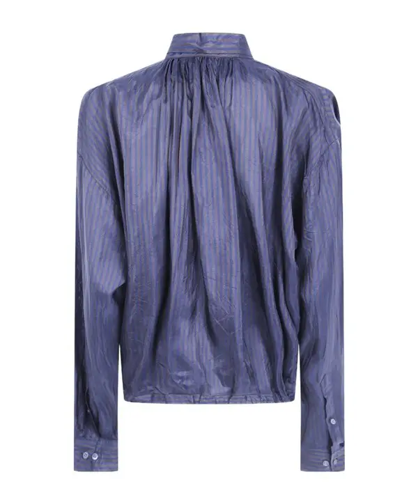 Dries Van Noten Striped Long Sleeve Shirt With Neck Tie