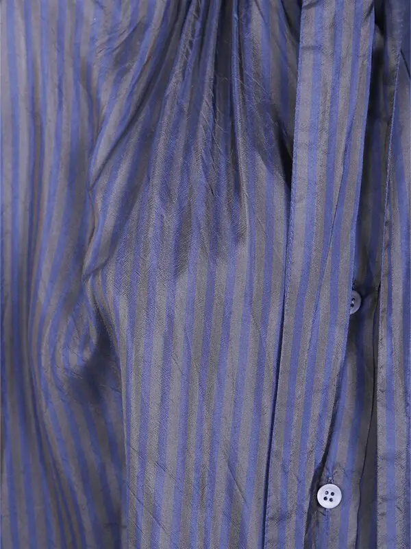 Dries Van Noten Striped Long Sleeve Shirt With Neck Tie