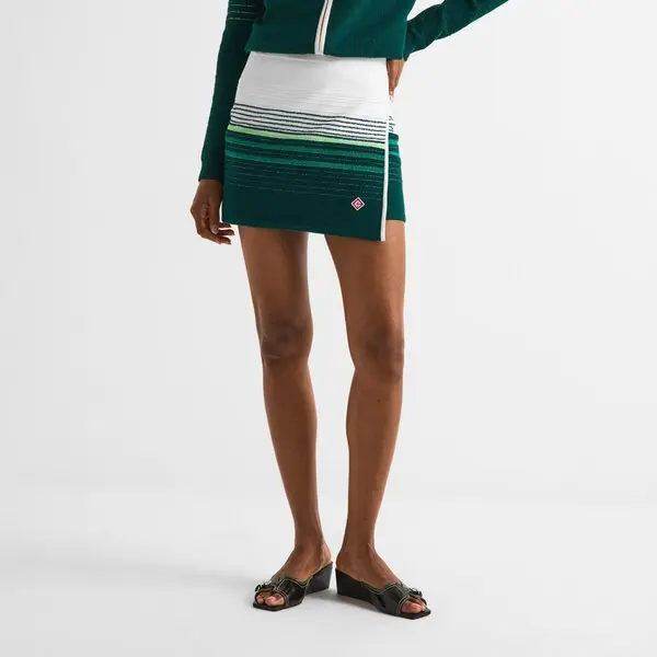 Casablanca Striped Wrap-front Mini Skirt - Green