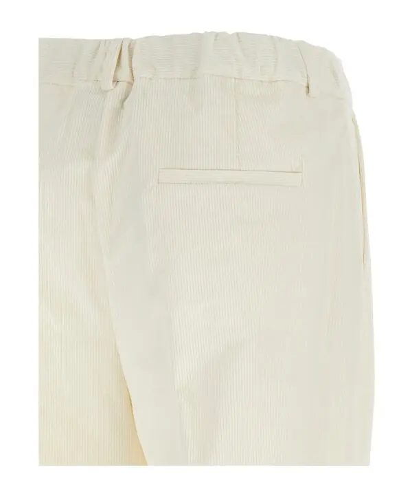 Kiton Corduroy Trousers With Elasticated Waistband And Cuffed Hems