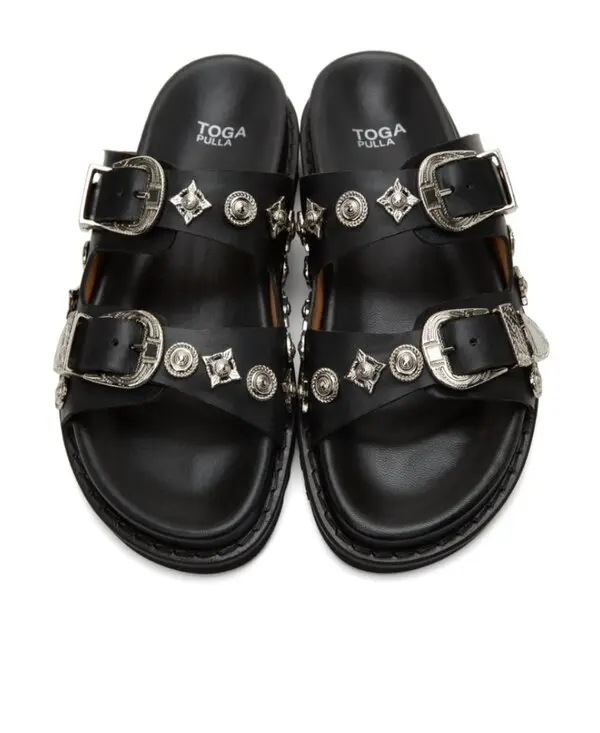 Toga Double Buckle Flat Sandals