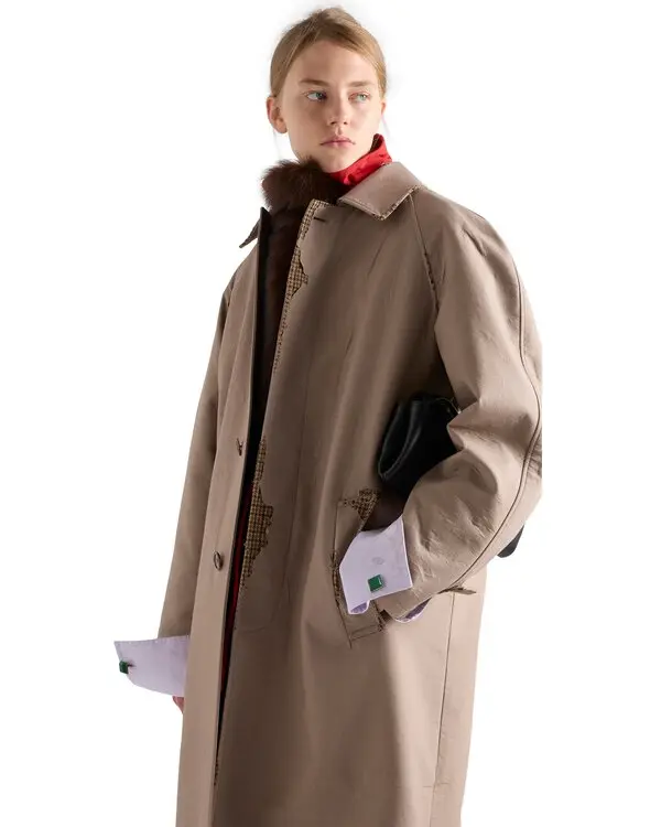 Prada Bonded Poplin Coat With Devoré Effect