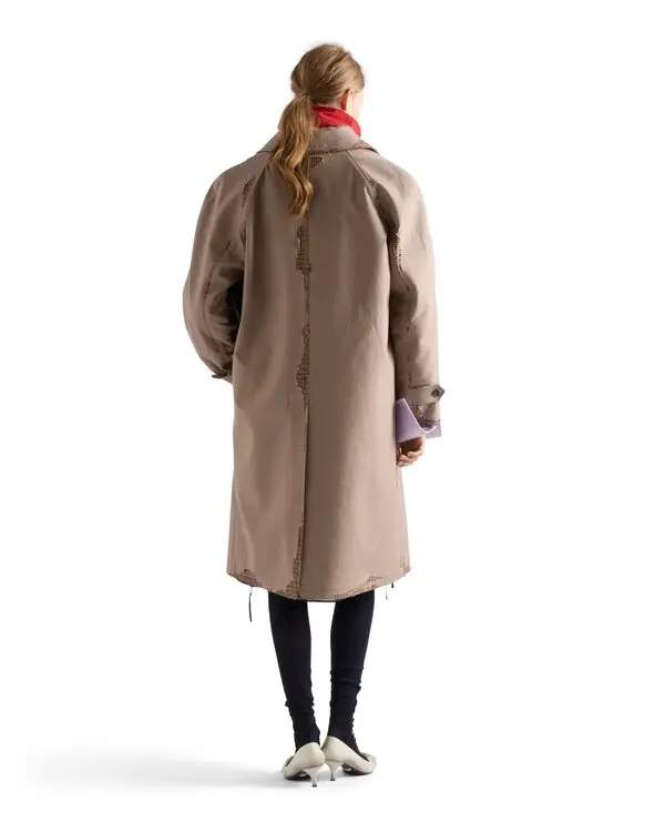 Prada Bonded Poplin Coat With Devoré Effect