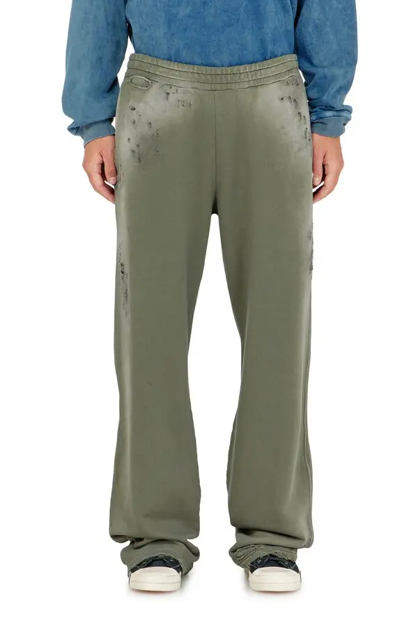 DIESEL® Cotton Sweatpants With Destroyed Effect - Green
