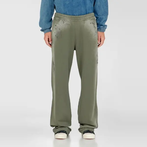 DIESEL® Cotton Sweatpants With Destroyed Effect - Green