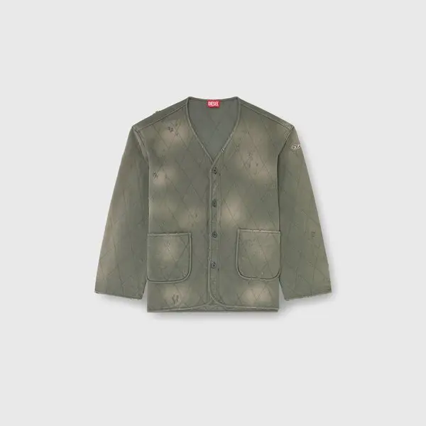 DIESEL® Distressed Quilted Liner Jacket - Green