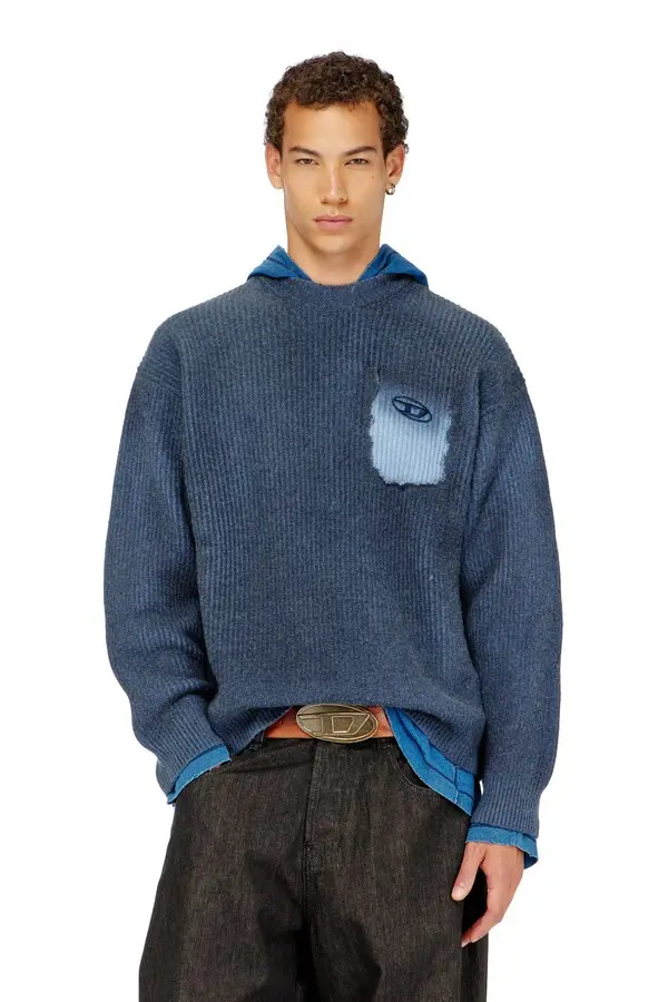 DIESEL® Wool-blend Ribbed Jumper With Mock Pocket