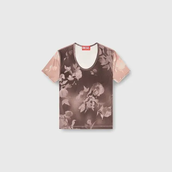DIESEL® Floral-print Ribbed Jersey Top - Multicolor