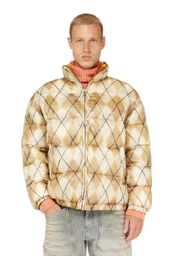 DIESEL® Reversible Puffer Jacket With Argyle Print