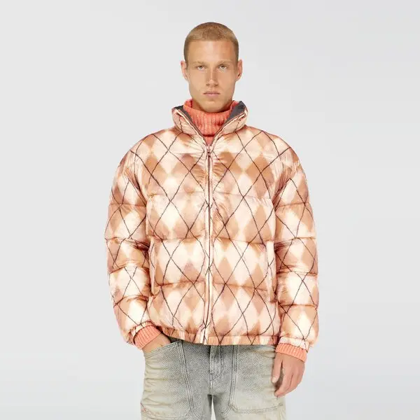 DIESEL® Reversible Puffer Jacket With Argyle Print