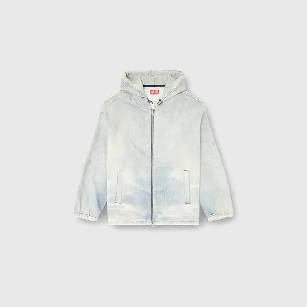 DIESEL® Joggjeans Hooded Jacket With Trompe L'oeil Print - Blue