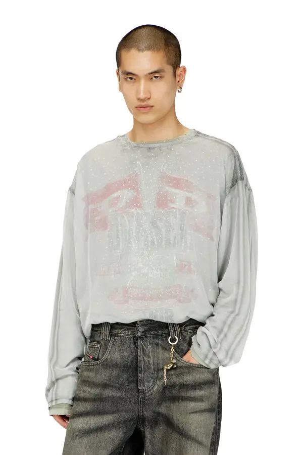 DIESEL® Sheer Chiffon Top With Concert Graphics