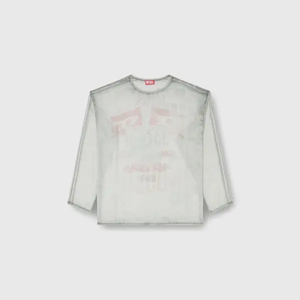 DIESEL® Sheer Chiffon Top With Concert Graphics - Grey