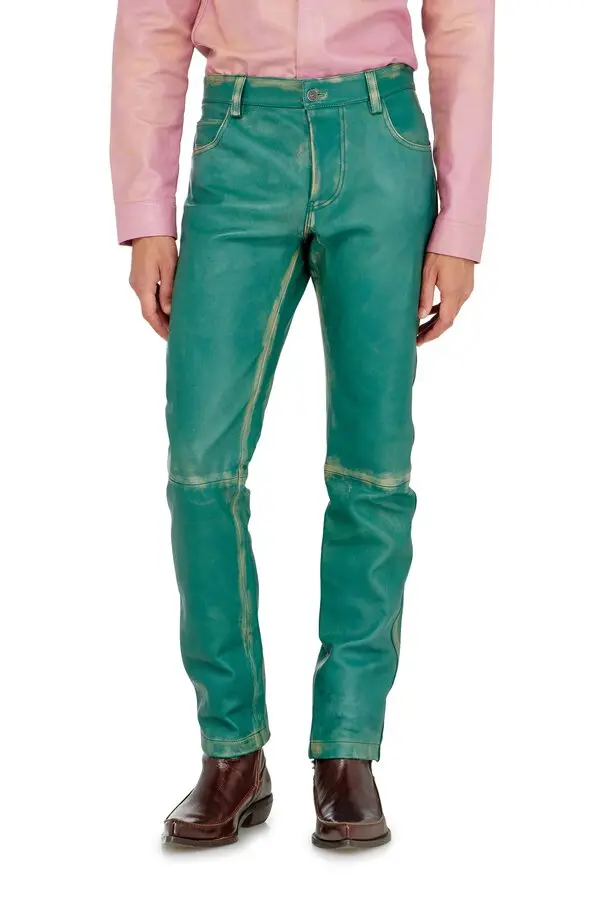 DIESEL® Treated Leather Five-pocket Trousers Fw26 Runway Show