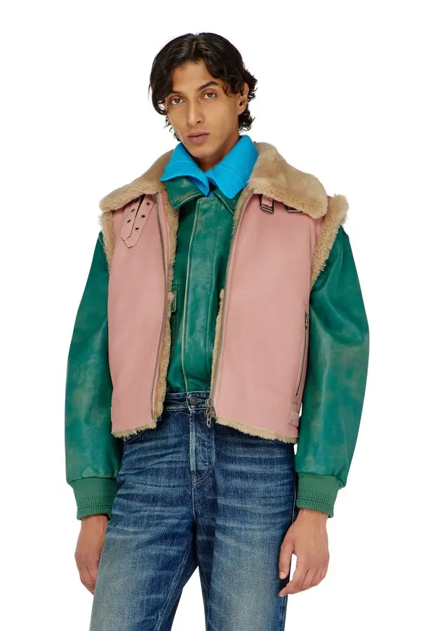 DIESEL® Shearling Lined Leather Vest