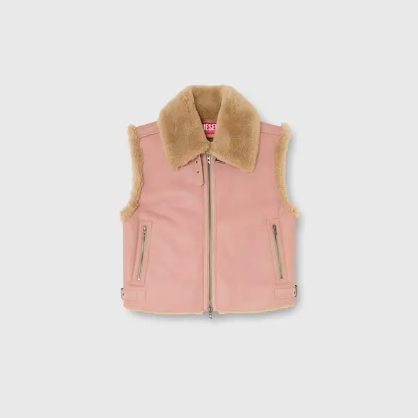 DIESEL® Shearling Lined Leather Vest - Pink