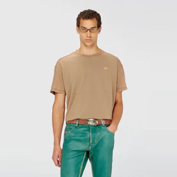 DIESEL® Long-sleeve T-shirt In Burnout Jersey - Brown
