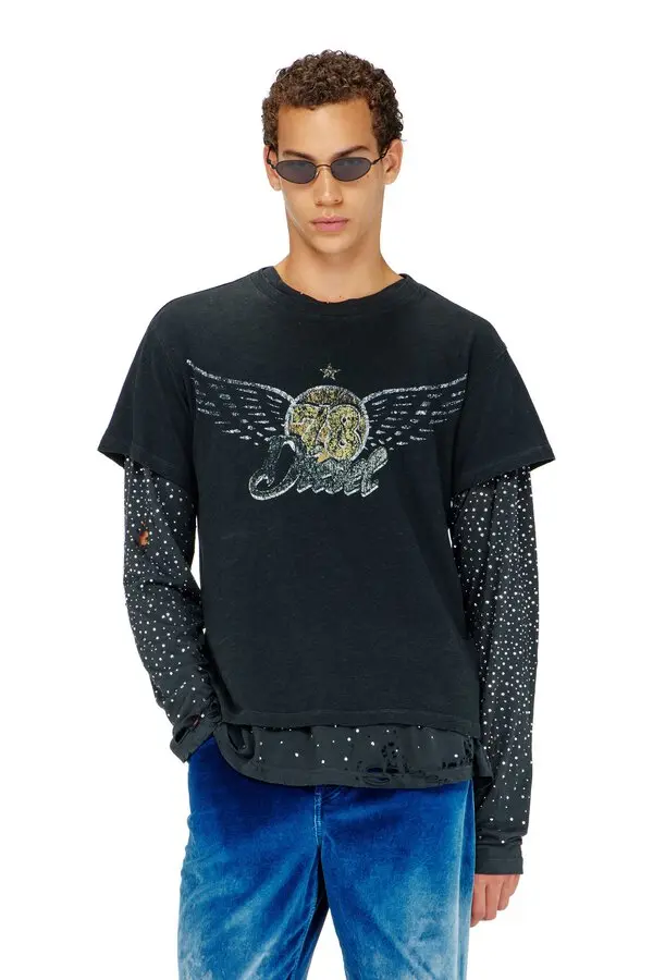 DIESEL® Cotton-hemp T-shirt With Concert Graphics