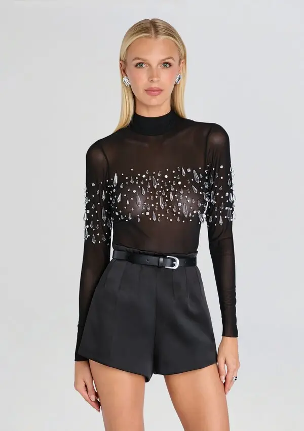 Retrofete Maurelle Embellished High Neck Top