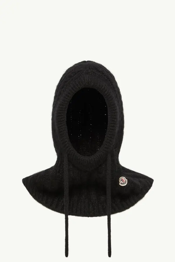 Moncler Cable Knit Alpaca Blend Balaclava - Black