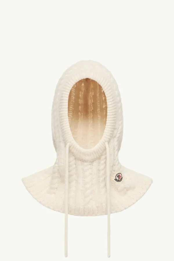 Moncler Cable Knit Alpaca Blend Balaclava - White