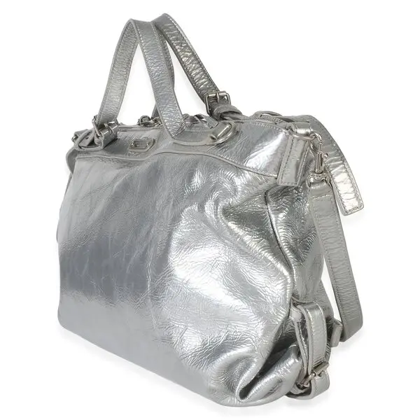 Saint Laurent Metallic Crinkled Calfskin Id Shoulder Bag