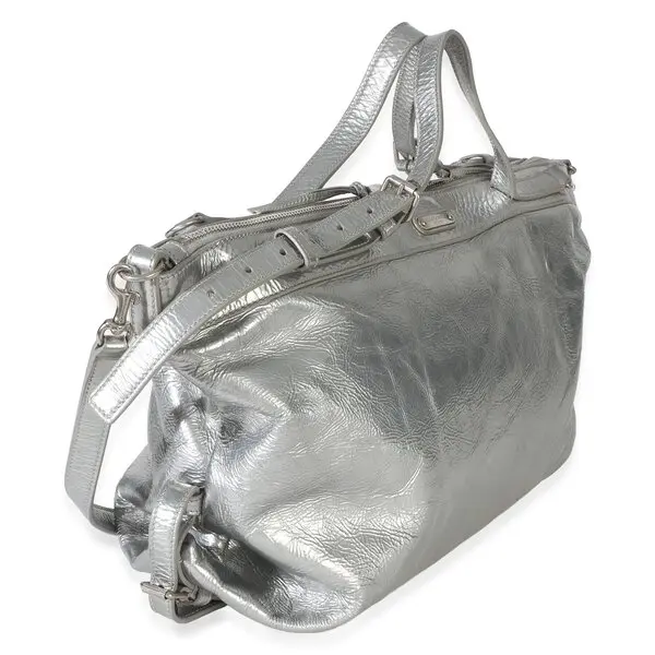 Saint Laurent Metallic Crinkled Calfskin Id Shoulder Bag