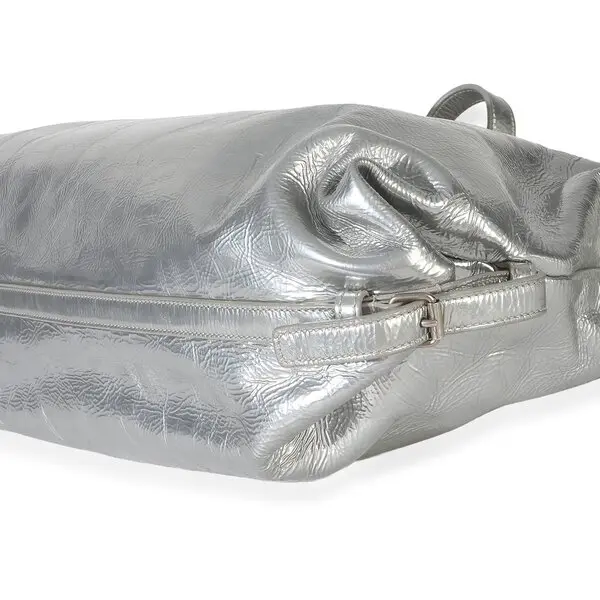 Saint Laurent Metallic Crinkled Calfskin Shoulder Bag - Silver