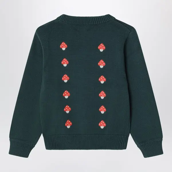 TINY COTTONS Dark Cotton Sweater With Embroidered Mushrooms