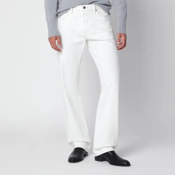 TOM FORD Biker-effect Stretch Cotton Denim Jeans - White