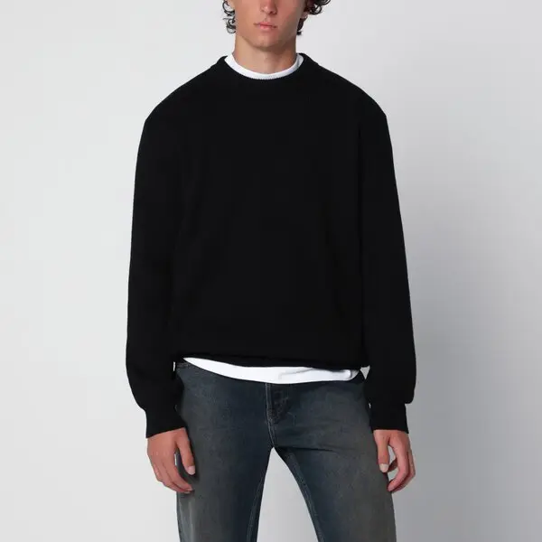 GOLDEN GOOSE Cotton Crewneck Sweater With Back Lettering - Black
