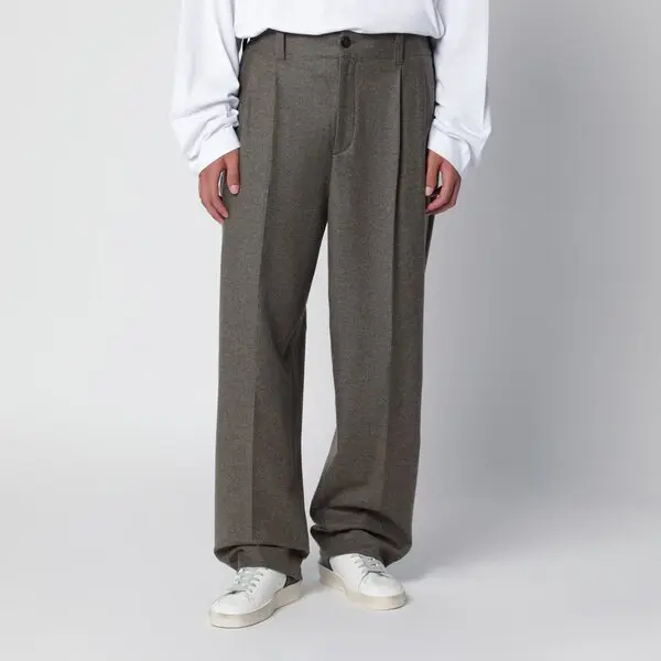 GOLDEN GOOSE Isiah Virgin Wool Flannel Jogger Trousers - Grey