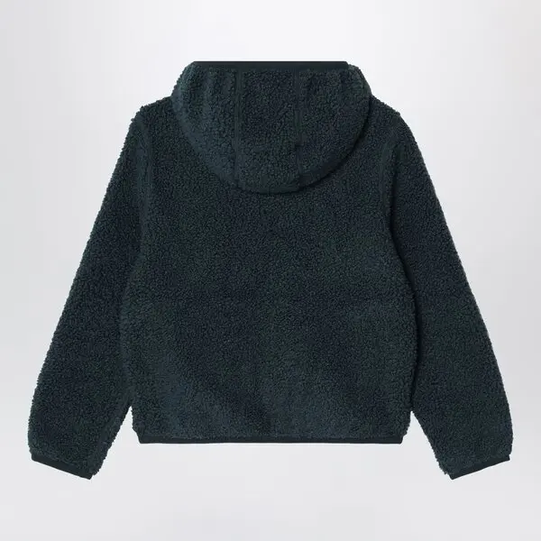 K-WAY Reversible Jacket In Dark Green/grey Teddy-effect Fleece