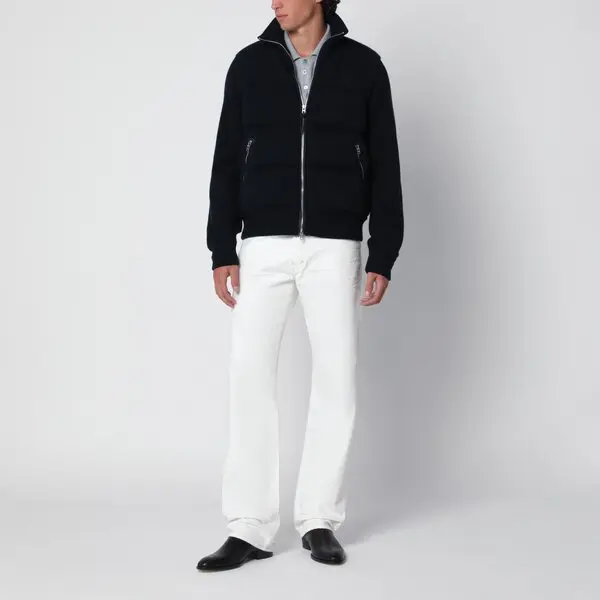 TOM FORD Navy Quilted Virgin Wool Jacket