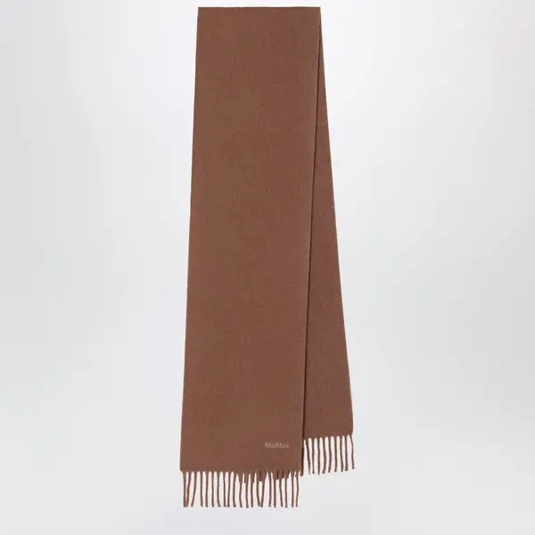 Max Mara Camel Fringed Wool Scarf