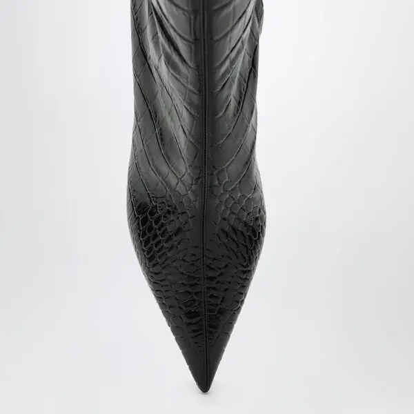 Paris Texas Vera 85 Charcoal Crocodile-effect Leather Boots
