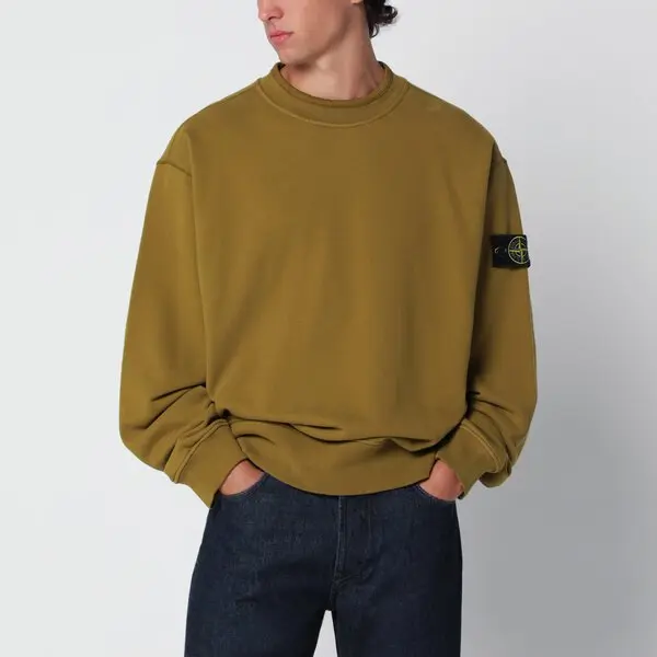 Stone Island Oversize Crewneck Sweatshirt In Cactus Color - Green