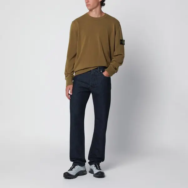 Stone Island Cactus-colored Crewneck Sweater In Wool