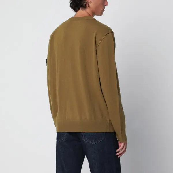 Stone Island Cactus-colored Crewneck Sweater In Wool
